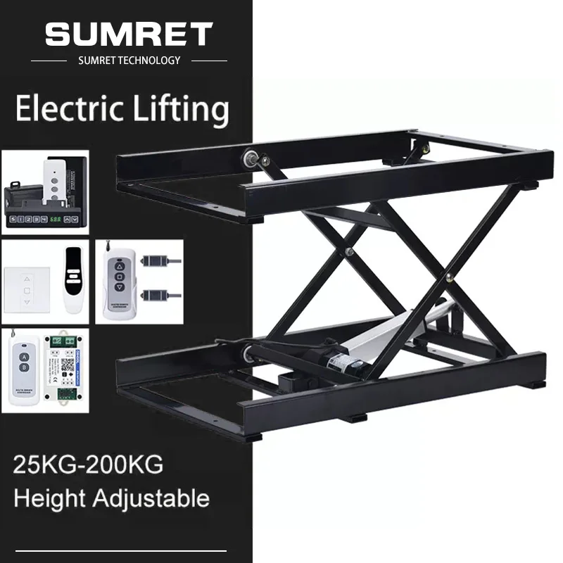 Electric-Motor-Scissor-Lift-Mechanism-Furniture-Platform-Table-Remote ...