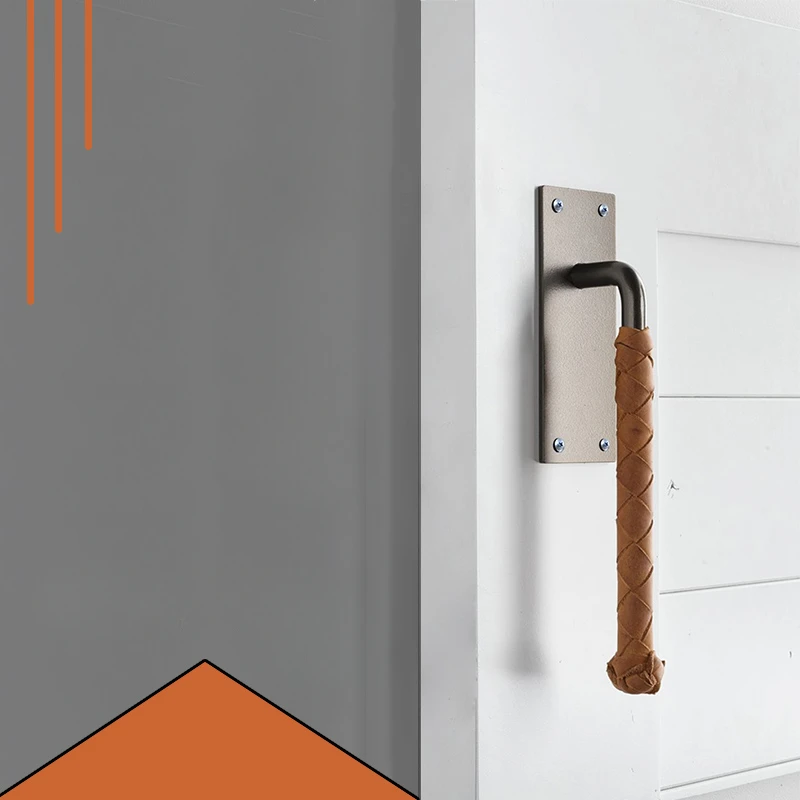 Leather-cast-iron-barn-door-handles-fireproof-solid-wood-bedroom ...