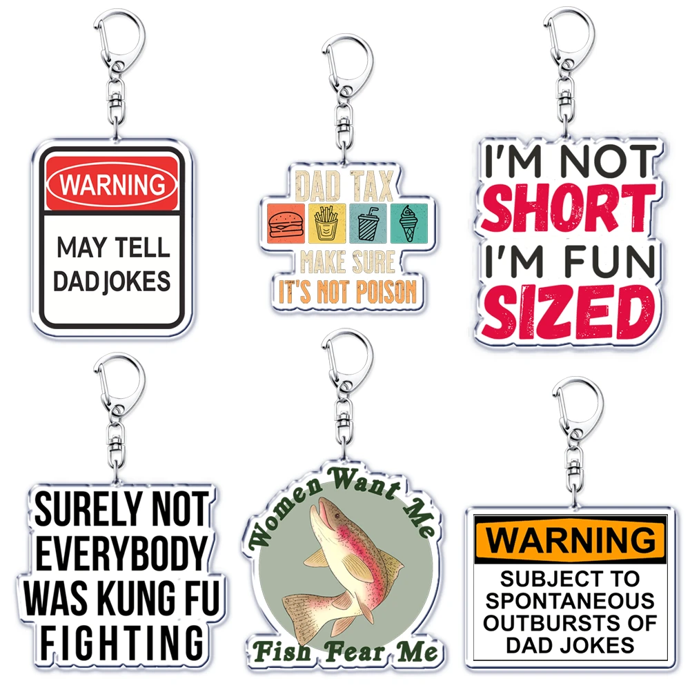 Funny Dad Jokes Keychains Fathers Day Cute Humor Daddy Pun Papa Keyring ...