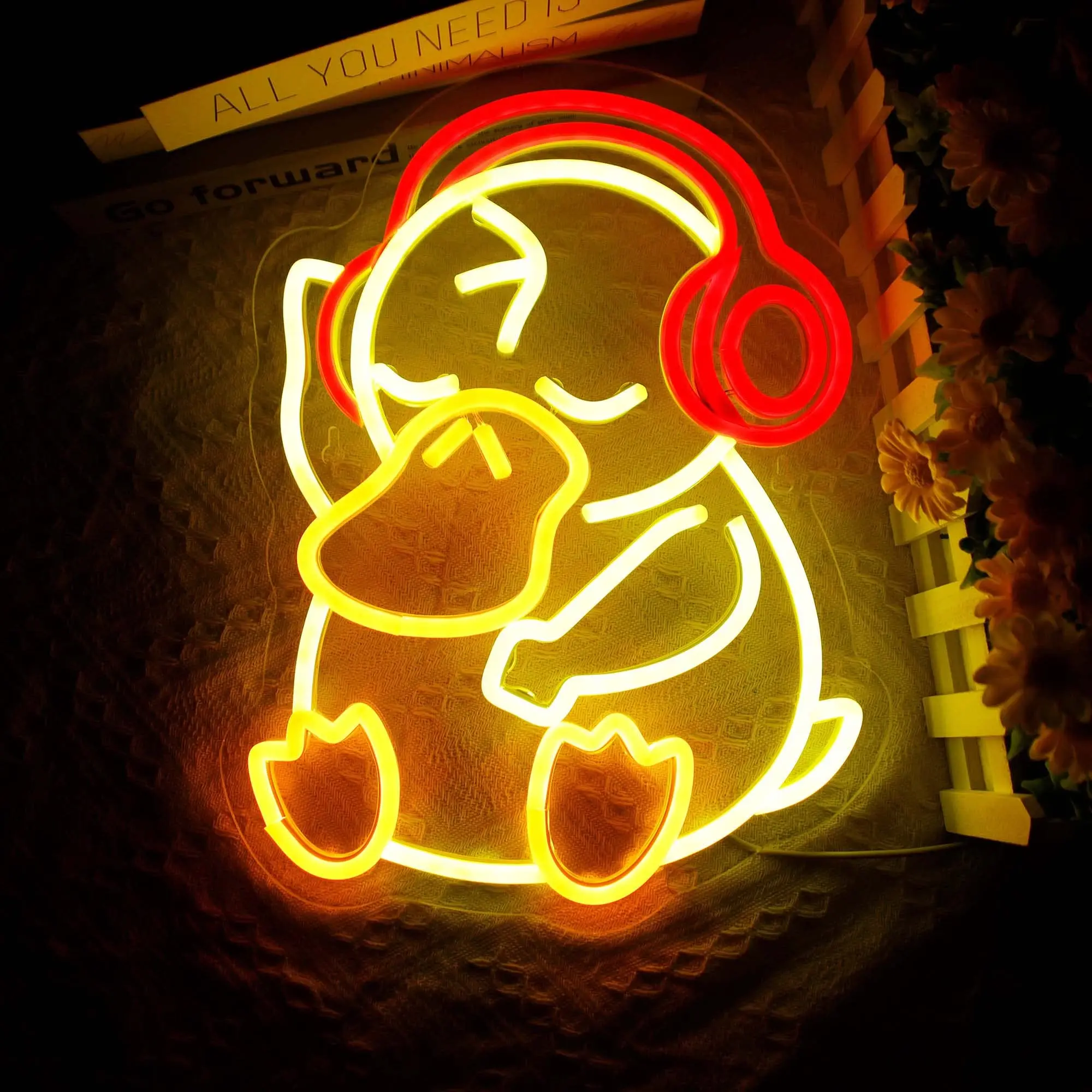 Cartoon-Duck-Neon-Sign-Custom-Anime-Duck-With-Headphones-Led-Neon-Signs ...