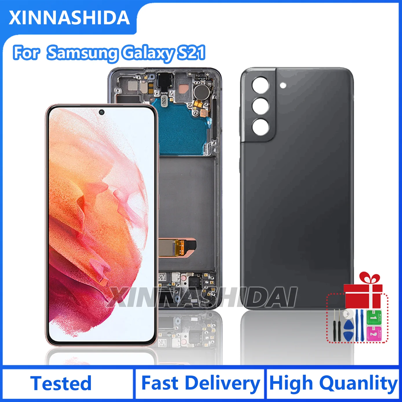 OLED-NEW-Frontal-For-Samsung-Galaxy-S21-G991-G990F-with-Frame-Display ...
