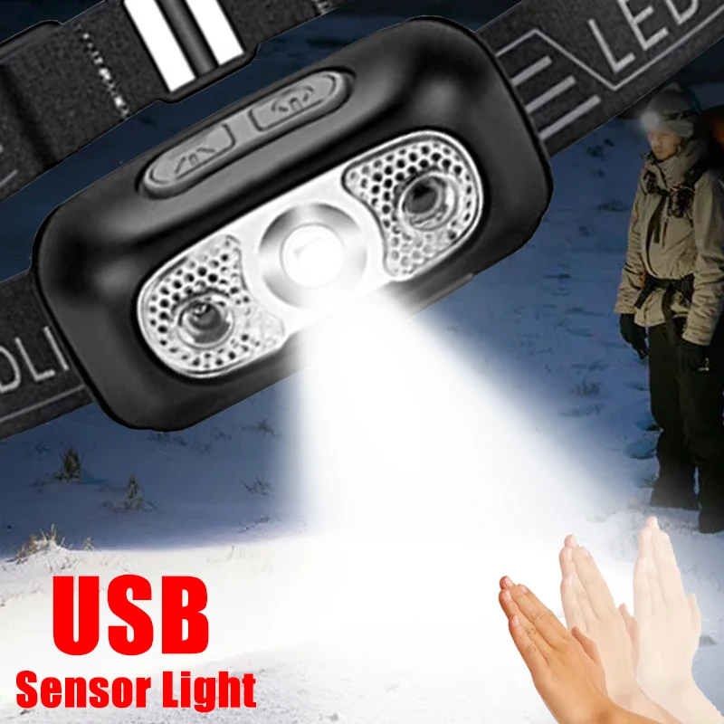USB-Rechargeable-LED-Headlamp-Mini-Portable-Body-Motion-Sensor-Head ...