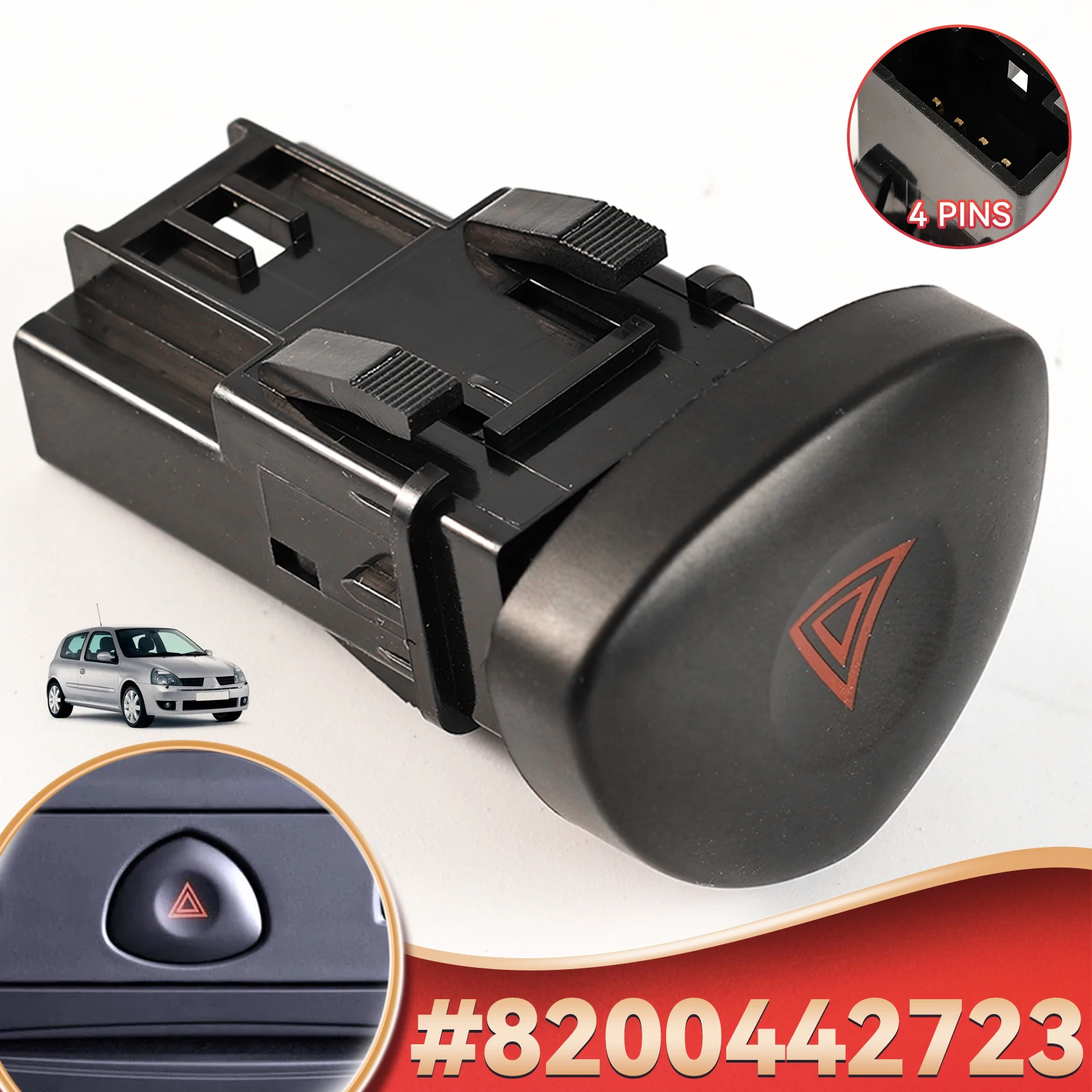 Car Emergency Hazard Lights Warning Switch Button for Renault Clio II ...