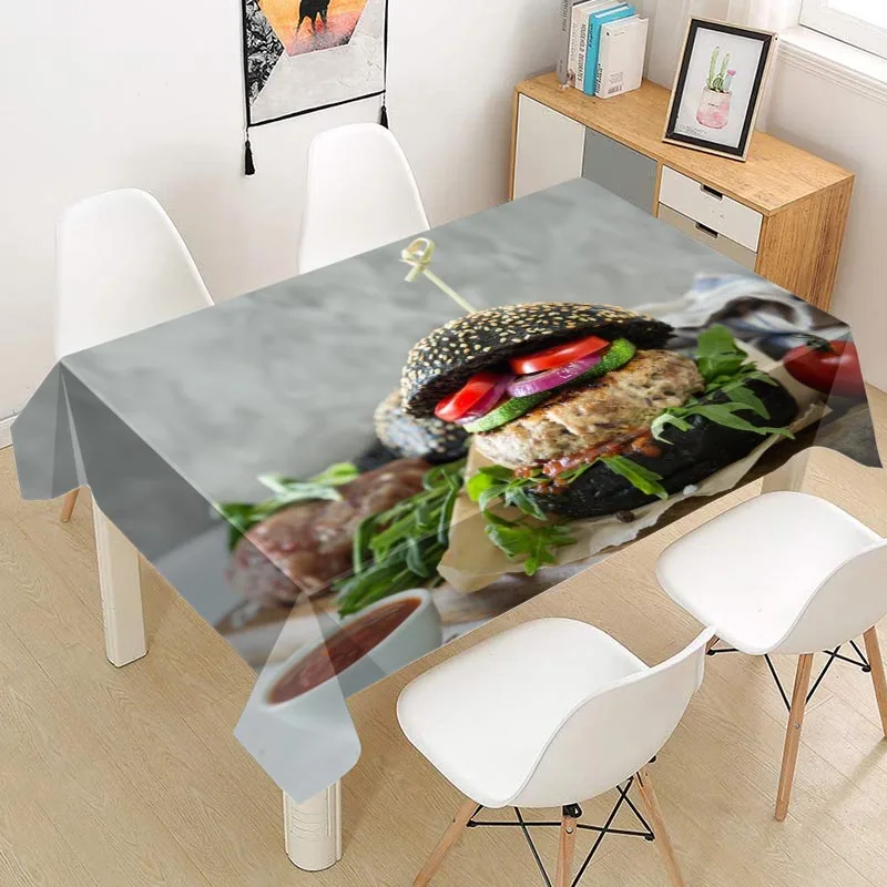 Burger-Tablecloth-Oxford-Fabric-Square-Rectangular-Dust-proof-Table ...