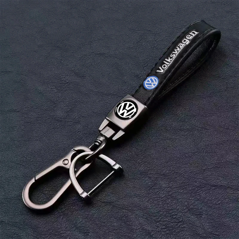 1Pcs Car leather Key Chain Auto Fine Metal Key Ring Emblem For VW Golf ...