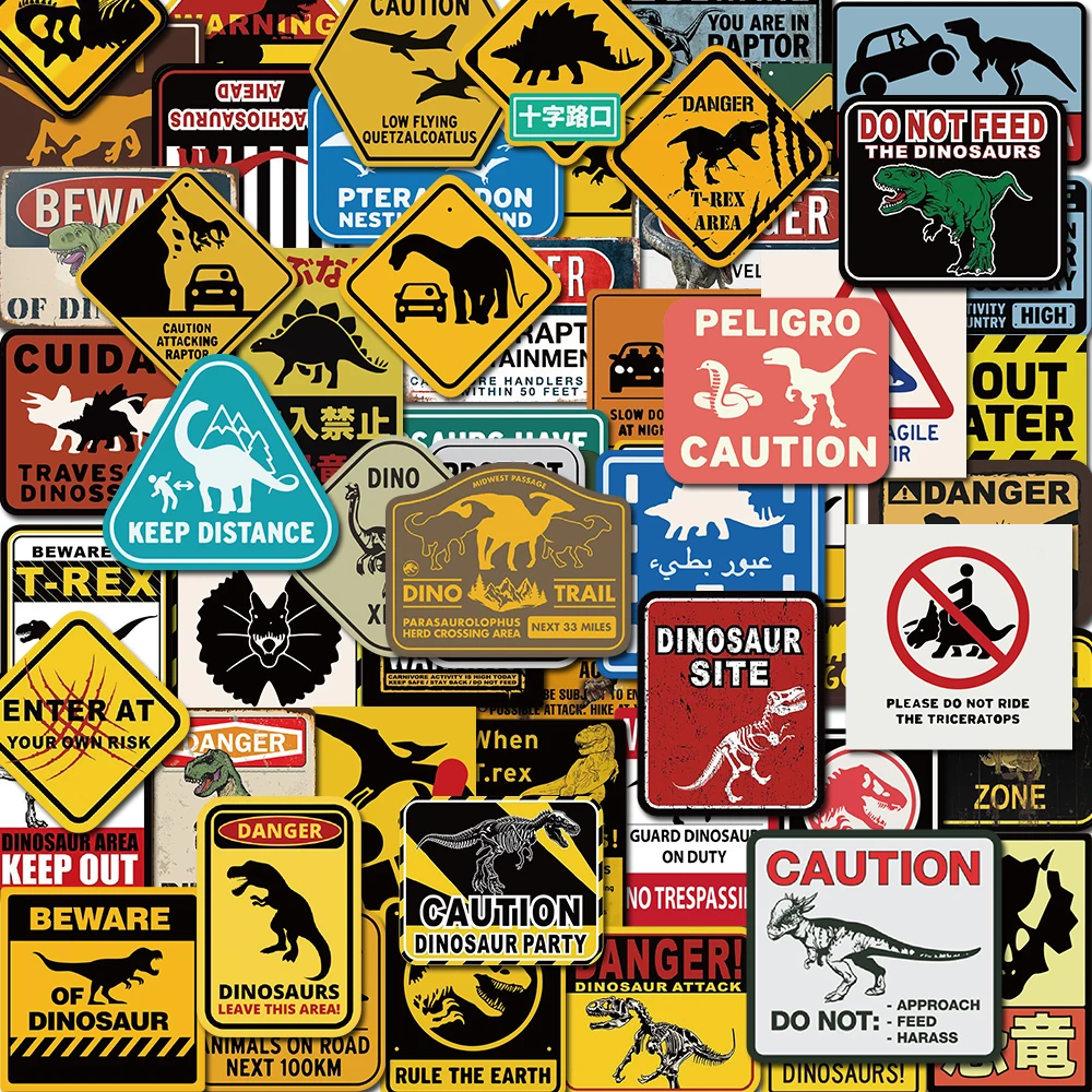 60PCS-Jurassic-World-Signs-Dinosaur-Painting-Vintage-Stickers-Plant ...