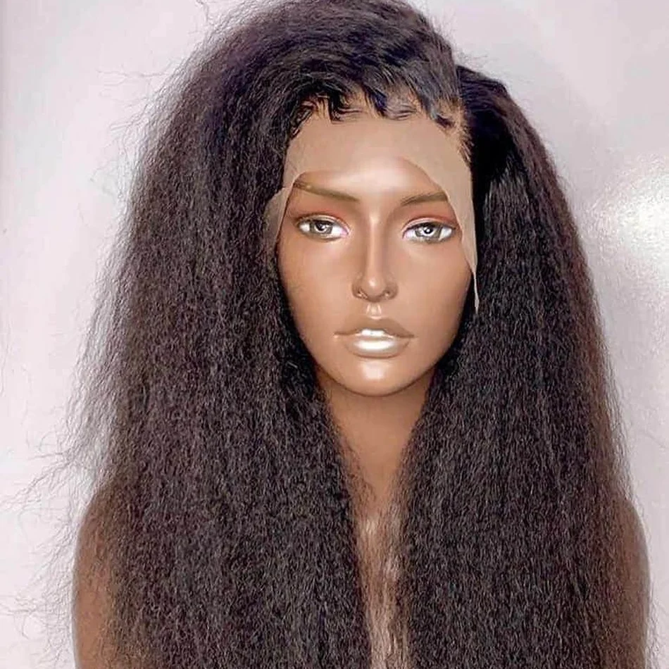 Yaki-Kinky-Straight-Lace-Front-Wig-para-mulheres-perucas-de-cabelo ...