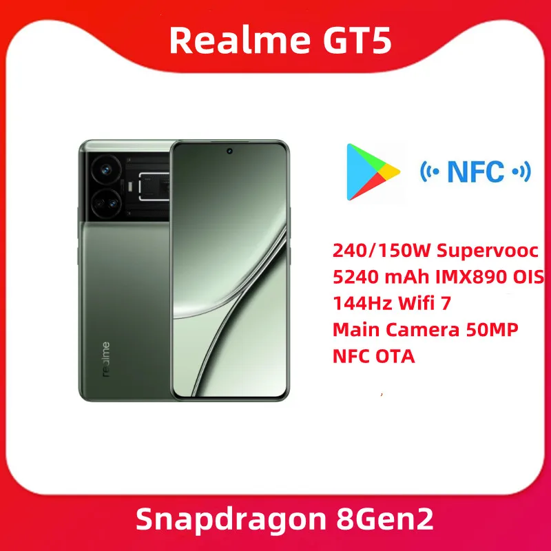 Original realme GT5 Snapdragon 8 Gen 2 240W/150W Supervooc IMX890 OIS ...