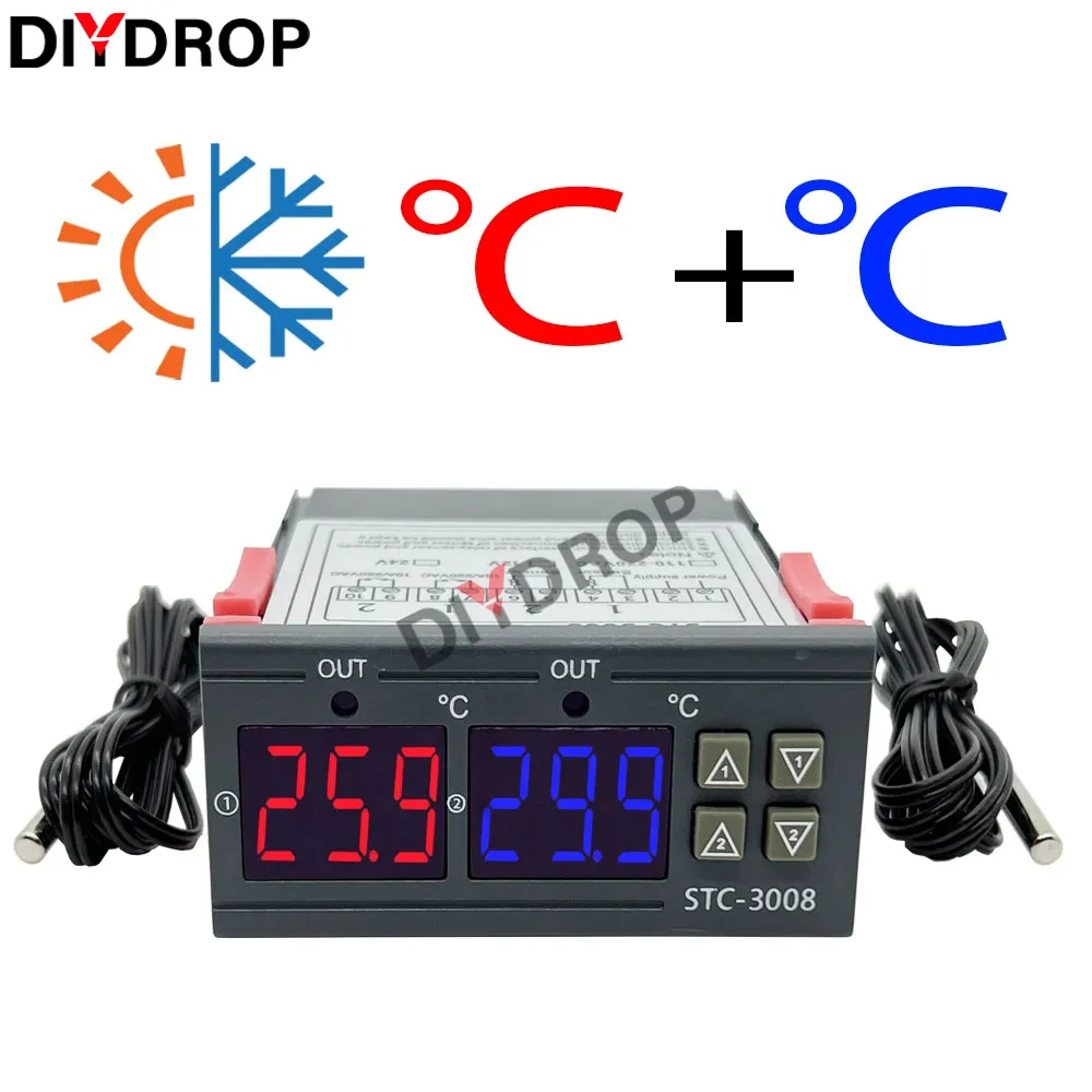 STC-3008-Digital-Temperature-Controller-AC-110V-220V-DC-12V-24V-Dual ...