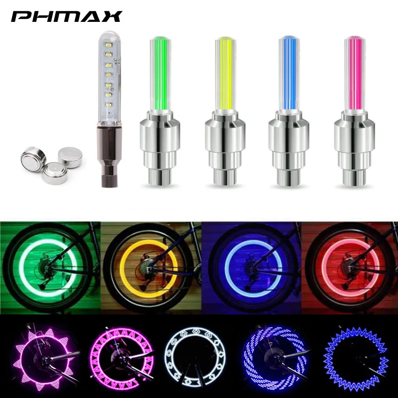 PHMAX-Colorful-Bike-Tire-Nozzle-Light-Wheel-Spoke-Light-IP55-Waterproof ...