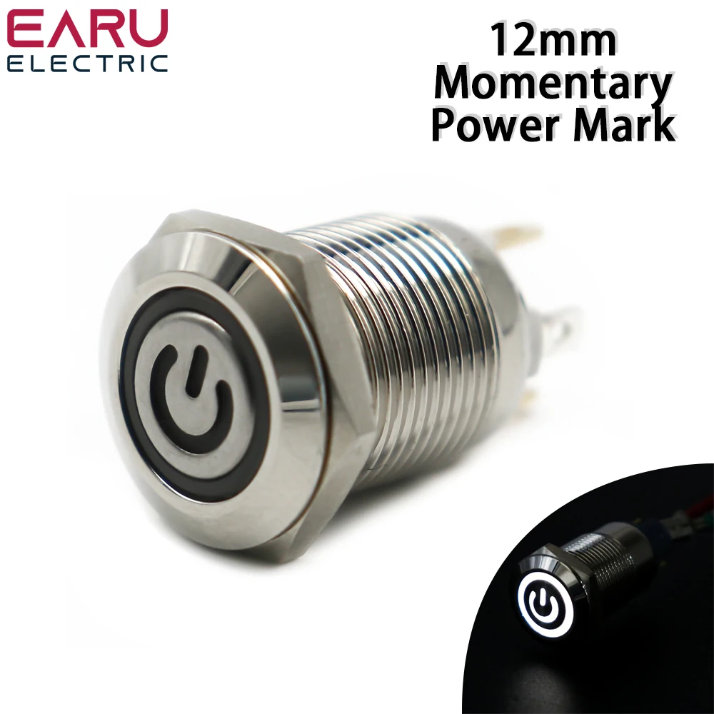 Car-Computer-12mm-Momentary-Angel-Eye-Aluminum-Metal-LED-Power-Push ...