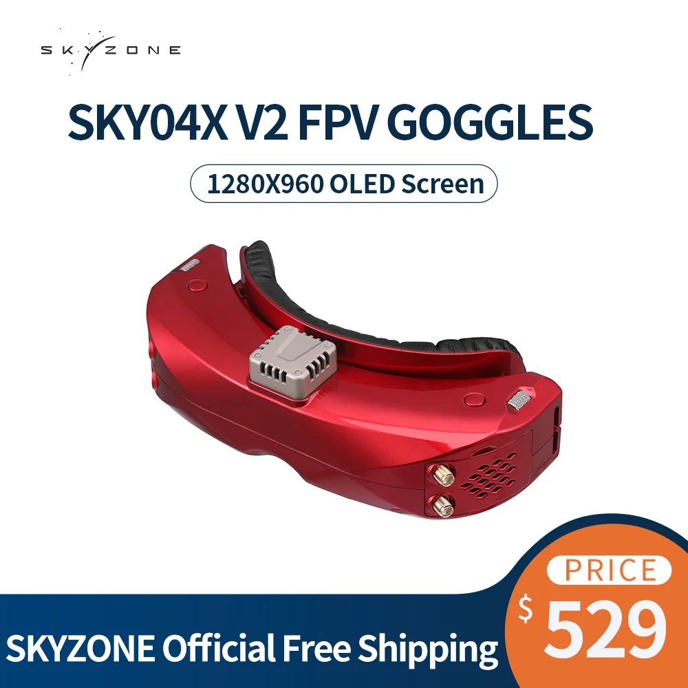 SKYZONE SKY04X V2 OLED 5.8G 48CH Steadyview Receiver 1280X960 DVR FPV Goggles with Head Tracker ...