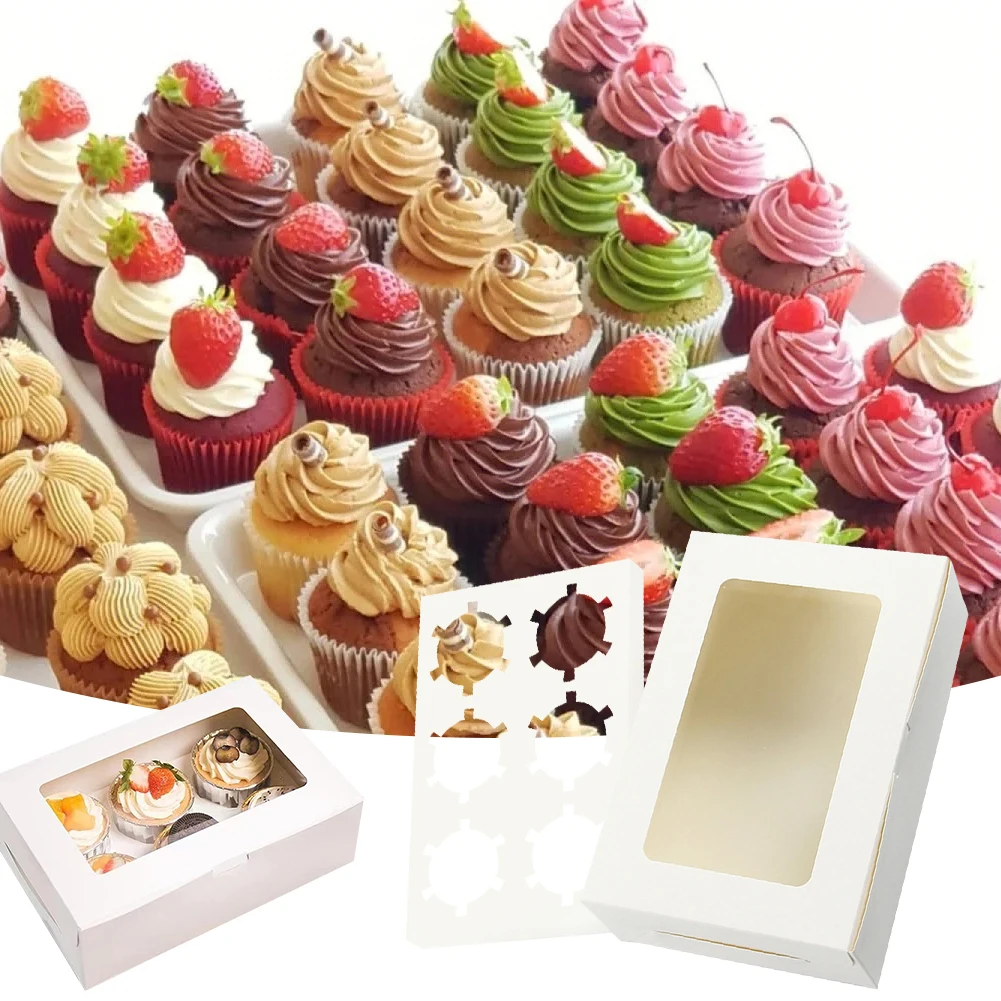 Cookie Boxes with Window and Inserts 6 Count Food Grade Treat Boxes ...