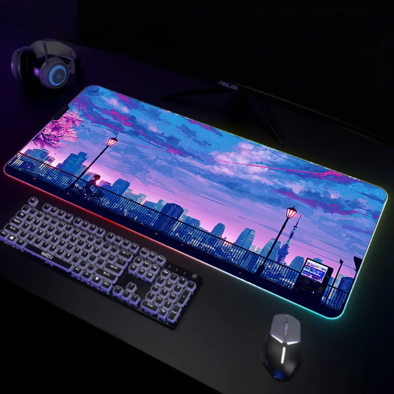 Cute Moon RGB Mouse Pad Large Gamer Mousepads Desk Mat LED Mouse Mat ...