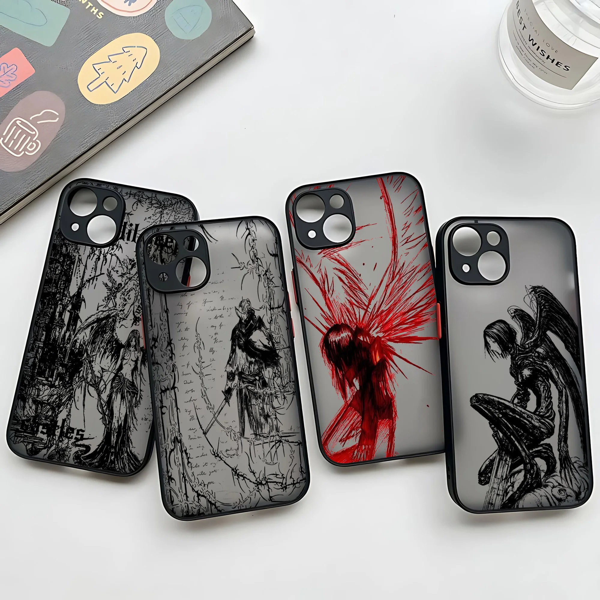 Matte Transparent Cover Punk Cool Angel Death Demon Phone Case For ...