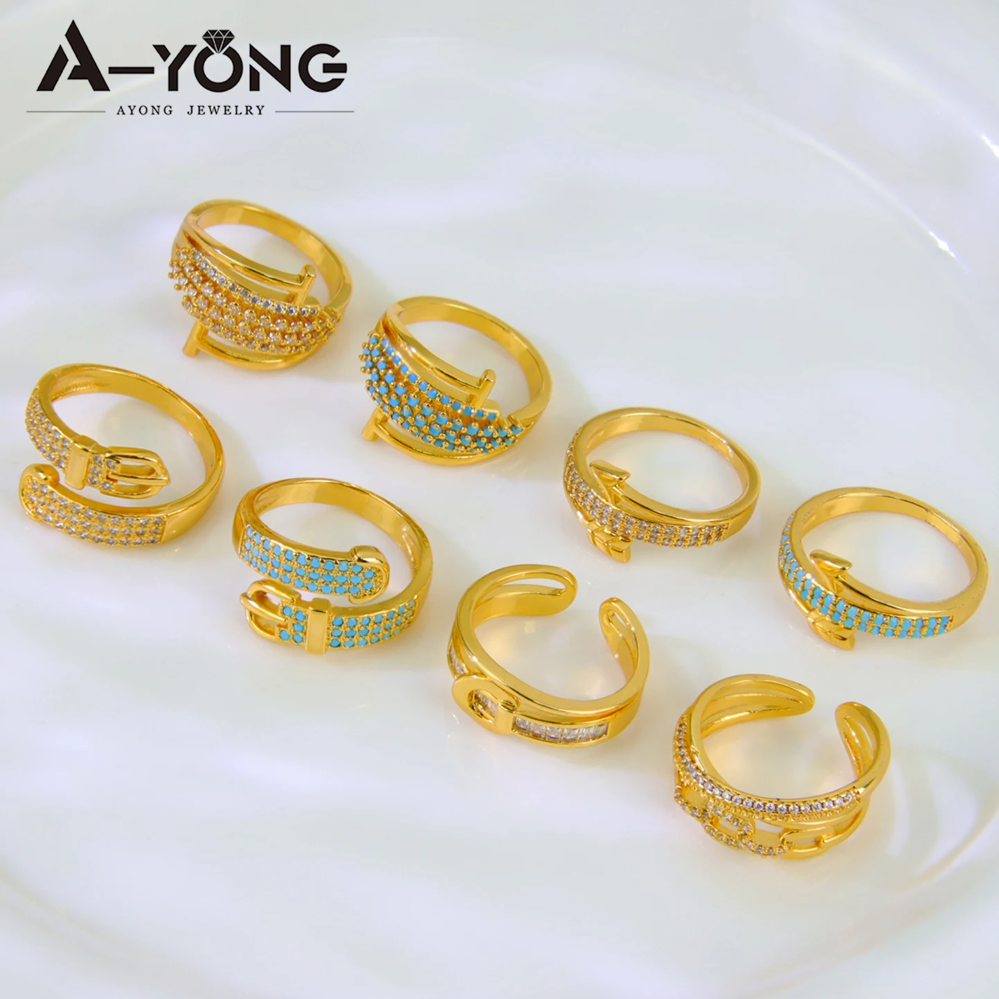 Luxury-Arab-Gold-Color-Zircon-Rings-21k-Gold-Plated-Waterproof-Italian ...