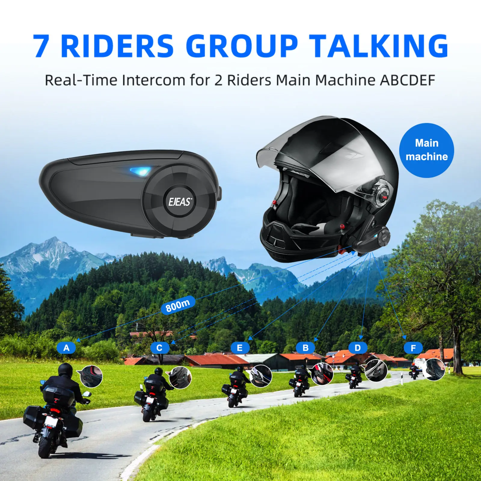 EJEAS Q7 Motocicleta Capacete Intercom, Bluetooth 5.1 Headset, CVC ...