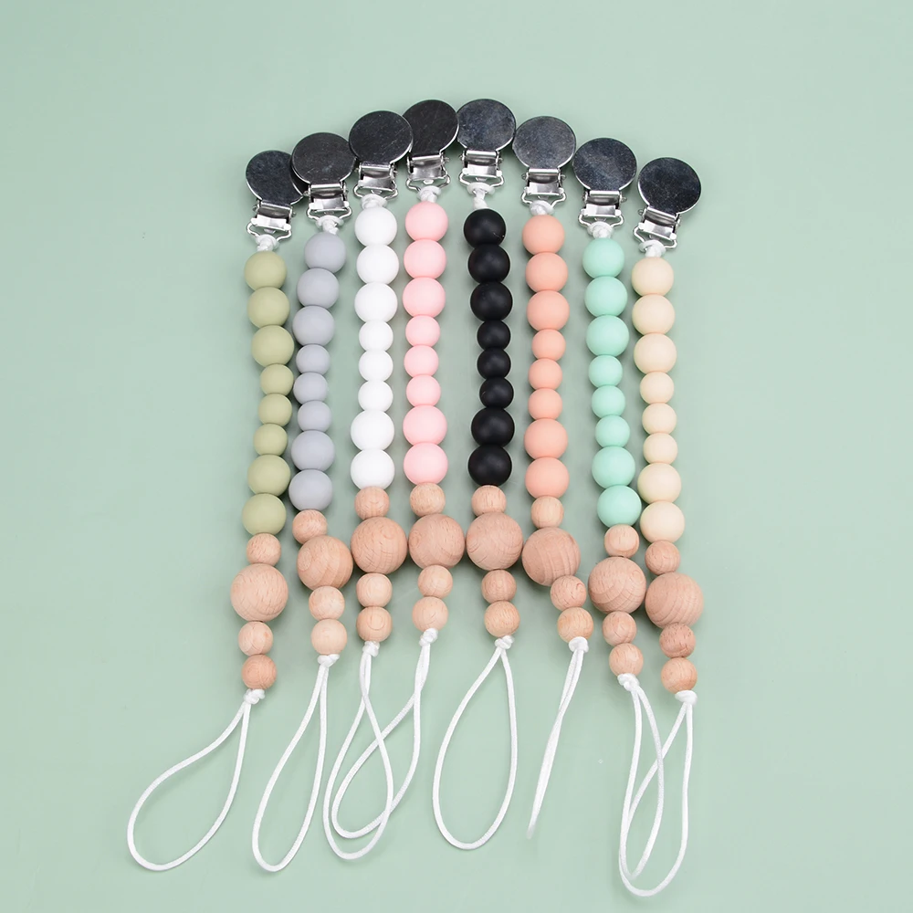 LOFCA Baby Kids Food Wooden Bead Chain Pacifier Anti-drop Chain Gift ...