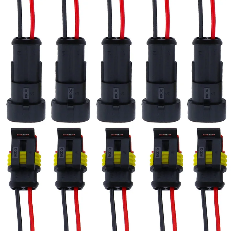 2-Pin-Connector-Waterproof-Connector-Male-and-Female-Way-20AWG-Wire ...