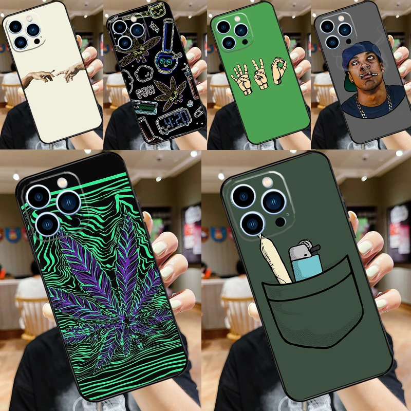 Leaf Weed 420 Smoking Phone Case For iPhone 15 13 12 11 14 Pro Max Mini ...