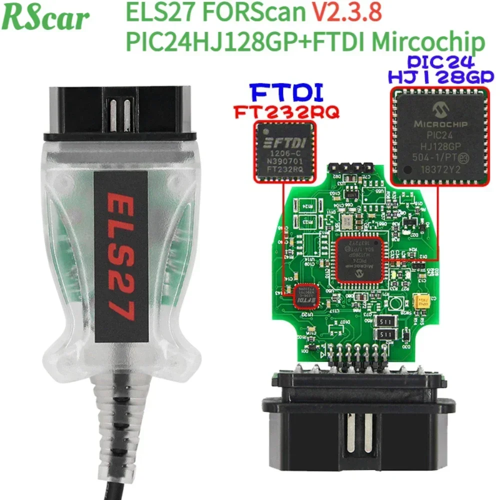 ELS27 V2.3.8 FORscan OBD2 Scanner PIC24HJ128GP FTDI MircochhipELS27 Is ...