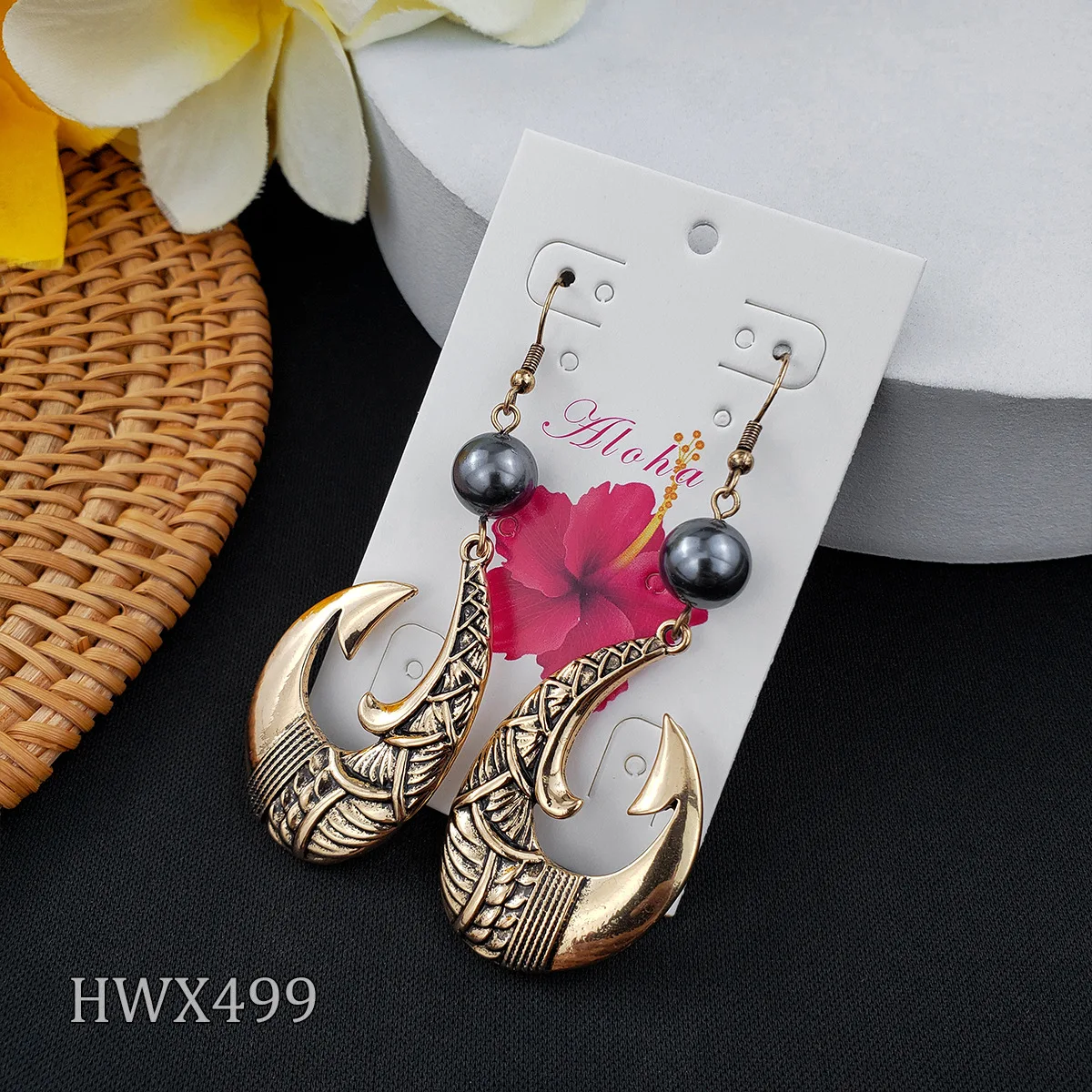 Hawaiian-Maori-Polynesian-Style-Fish-Hook-Earrings-with-Shell-Pearl ...