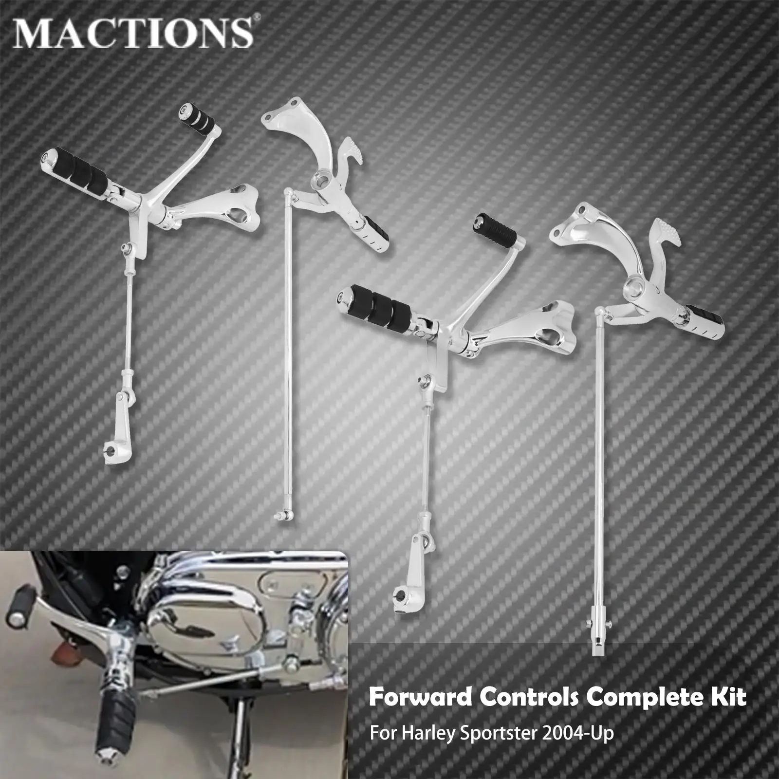 Motorcycle-Forward-Controls-Complete-Kit-Foot-Pegs-Rest-Levers-Linkages ...
