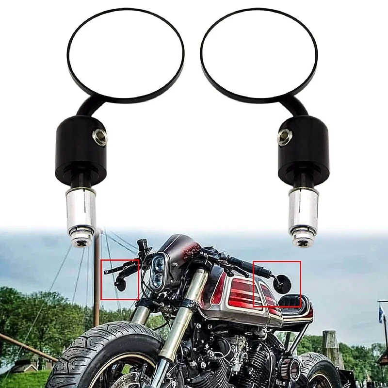 2PC-7-8inch-Universal-Round-Handlebar-Motorcycle-Rearview-Side-Mirror ...
