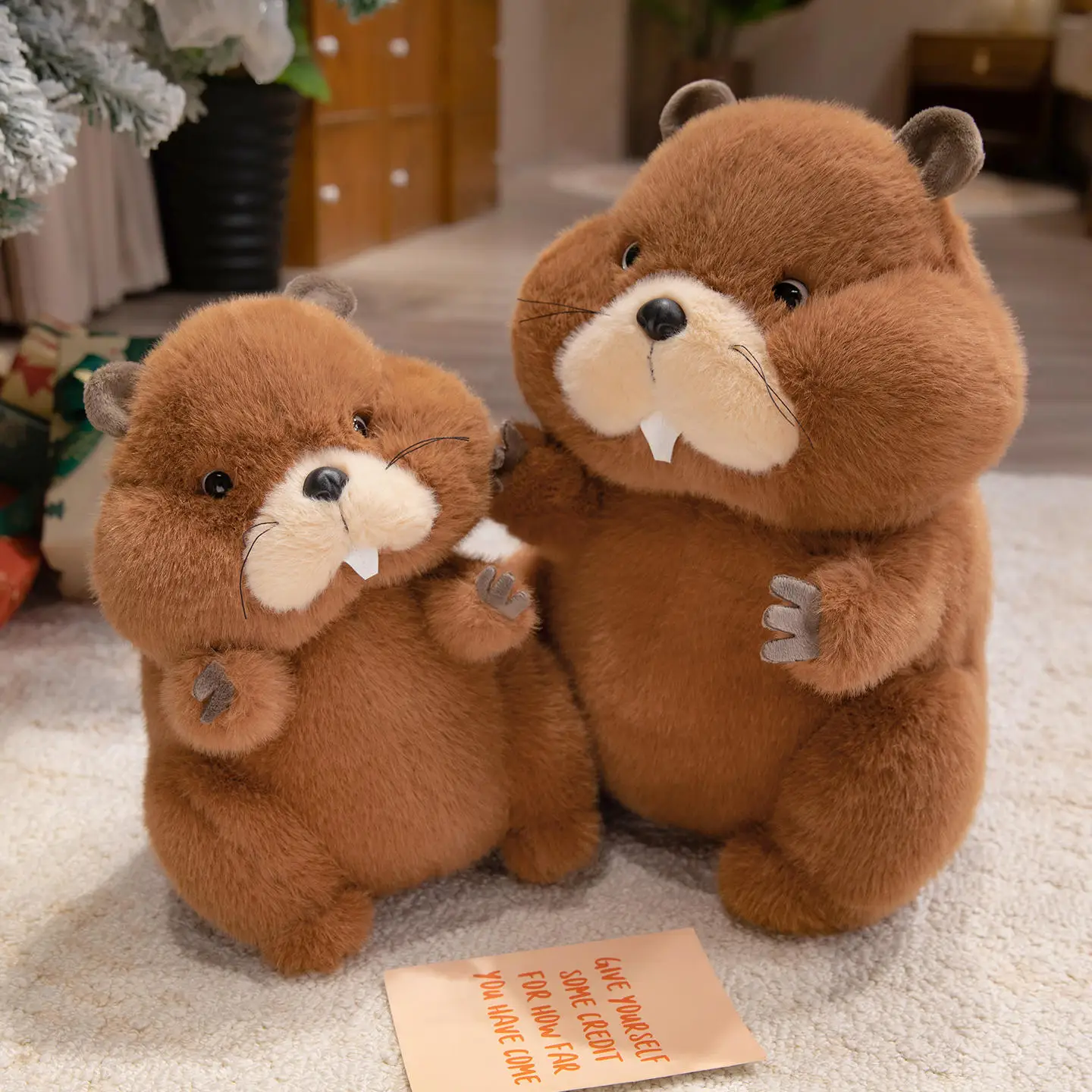 22/35/45cm Simulation Beaver Plush Doll Cute Fluffy Sitting Marmot ...