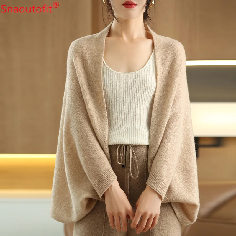 All-Season-Pure-Wool-Knitted-Shawl-Women-s-Casual-Cashmere-Scarf-White ...