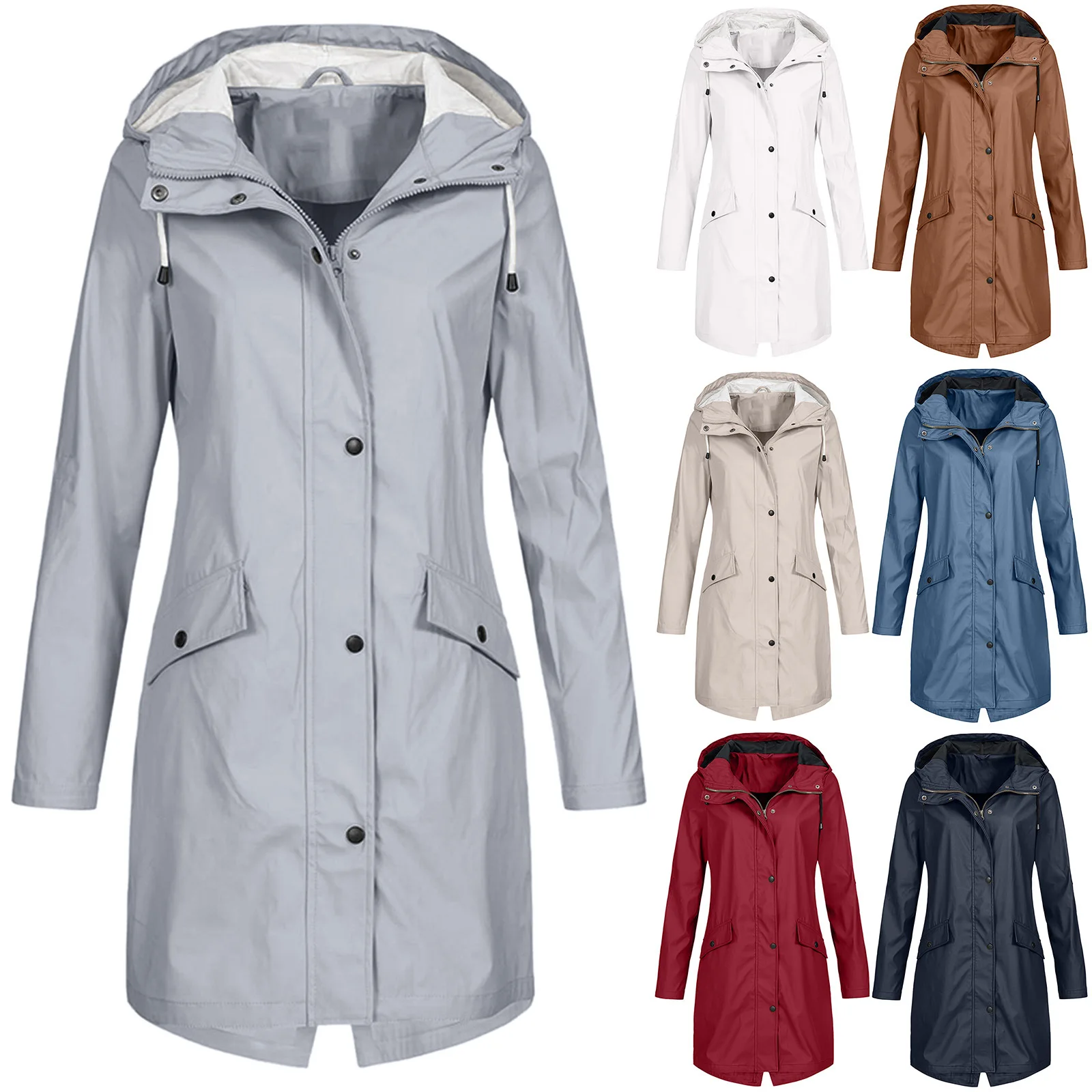 Frauen-Wasserdichte-Zipper-Regen-Jacke-Einfarbig-Damen-Outdoor-Bergsteigen-Leichte-Regenm-ntel ...