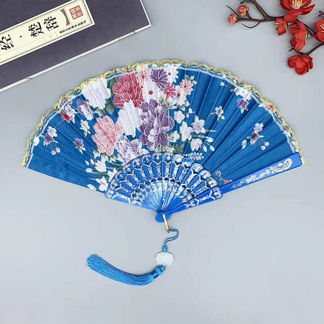 Silk Cloth Gold Edge Fans Chinese Traditional Dance Fan Chinese Style ...