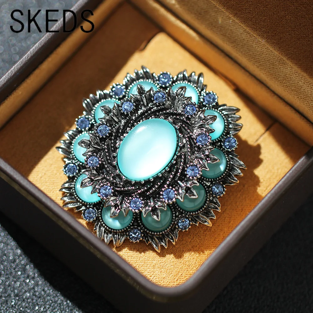 SKEDS-Vintage-Women-Girls-Elegant-High-end-Round-Rhinestone-Badges-Pins ...