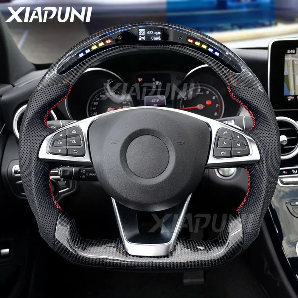 LED-Customized-Carbon-Fiber-Steering-Wheel-For-Benz-Mercedes-AMG-CLA ...