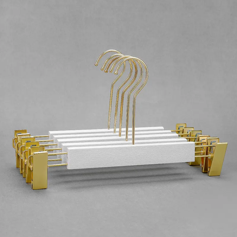 15cm Gold Hook Adult Wood Grain Hanger White Plastic Hangers Non-Slip ...