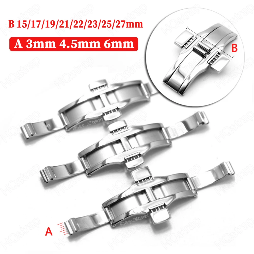 Double Push Butterfly Buckle Stainless Steel Folding Clasp Watch Band ...