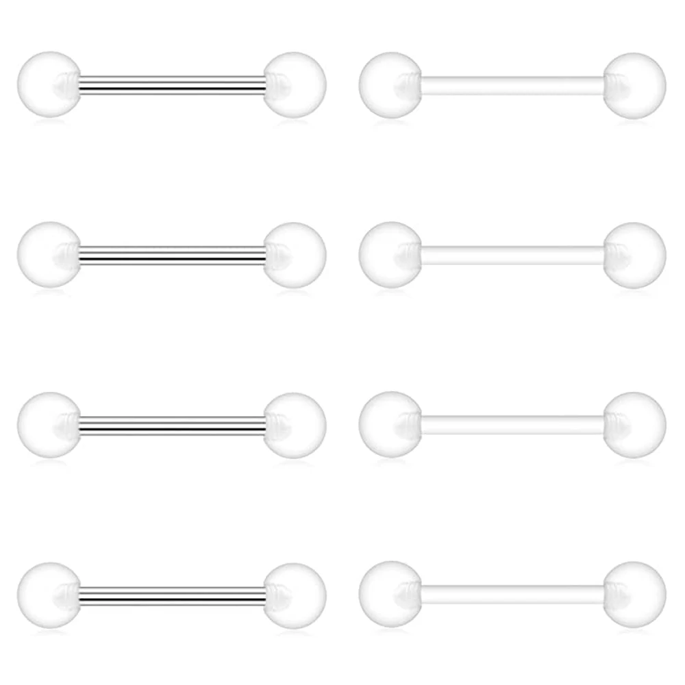 8pcs Clear UV Flexible Bioflex Acrylic Body Piercing Jewelry Kit Set ...