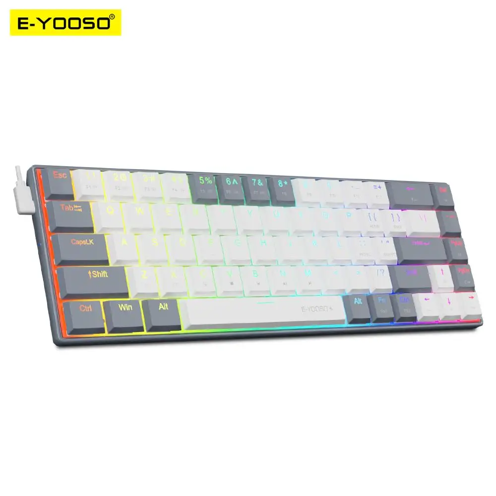 E-YOOSO A68 RGB Mini Slim USB Wired Mechanical Gaming Keyboard Red ...