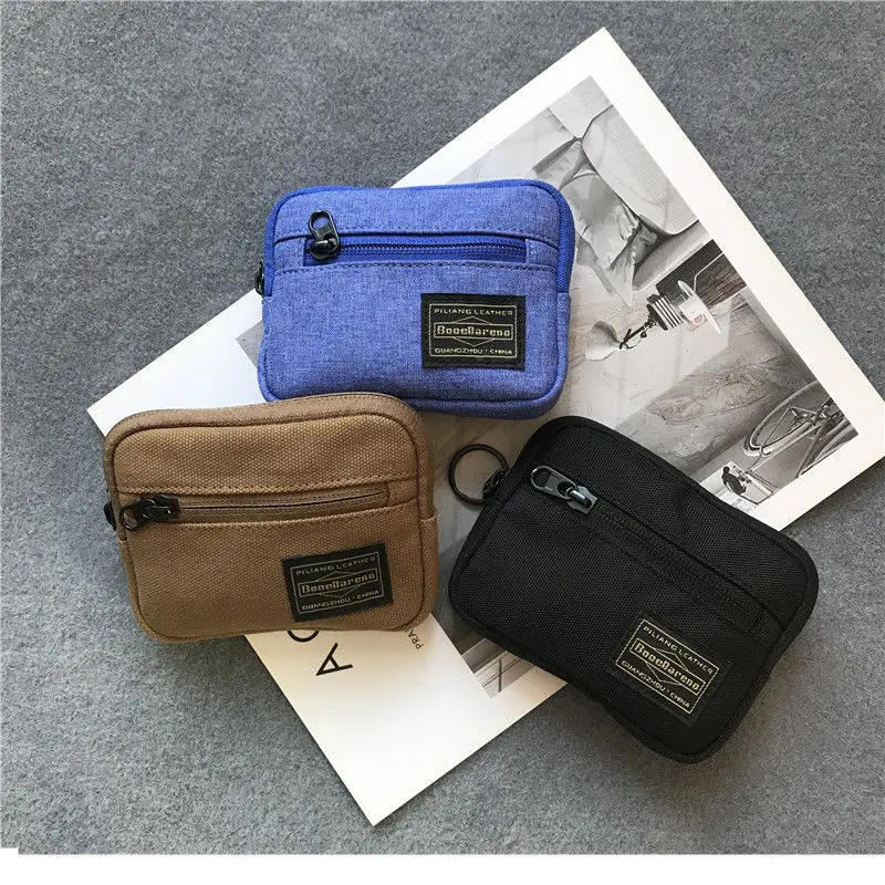 Casual Men's Coin Purse Canvas Zipper Short Wallet Retro Key Holder ...