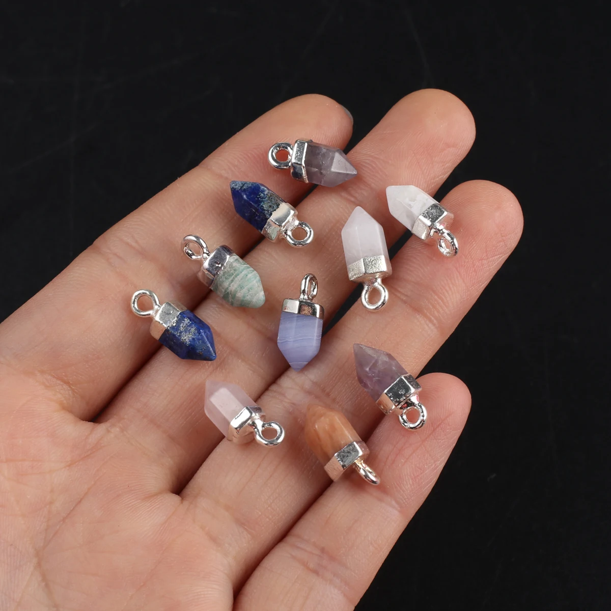 3pc-Naturstein-Anh-nger-versilbert-Pendel-Amethyste-Kristall-f-r-trend-igen-Schmuck-machen-DIY ...