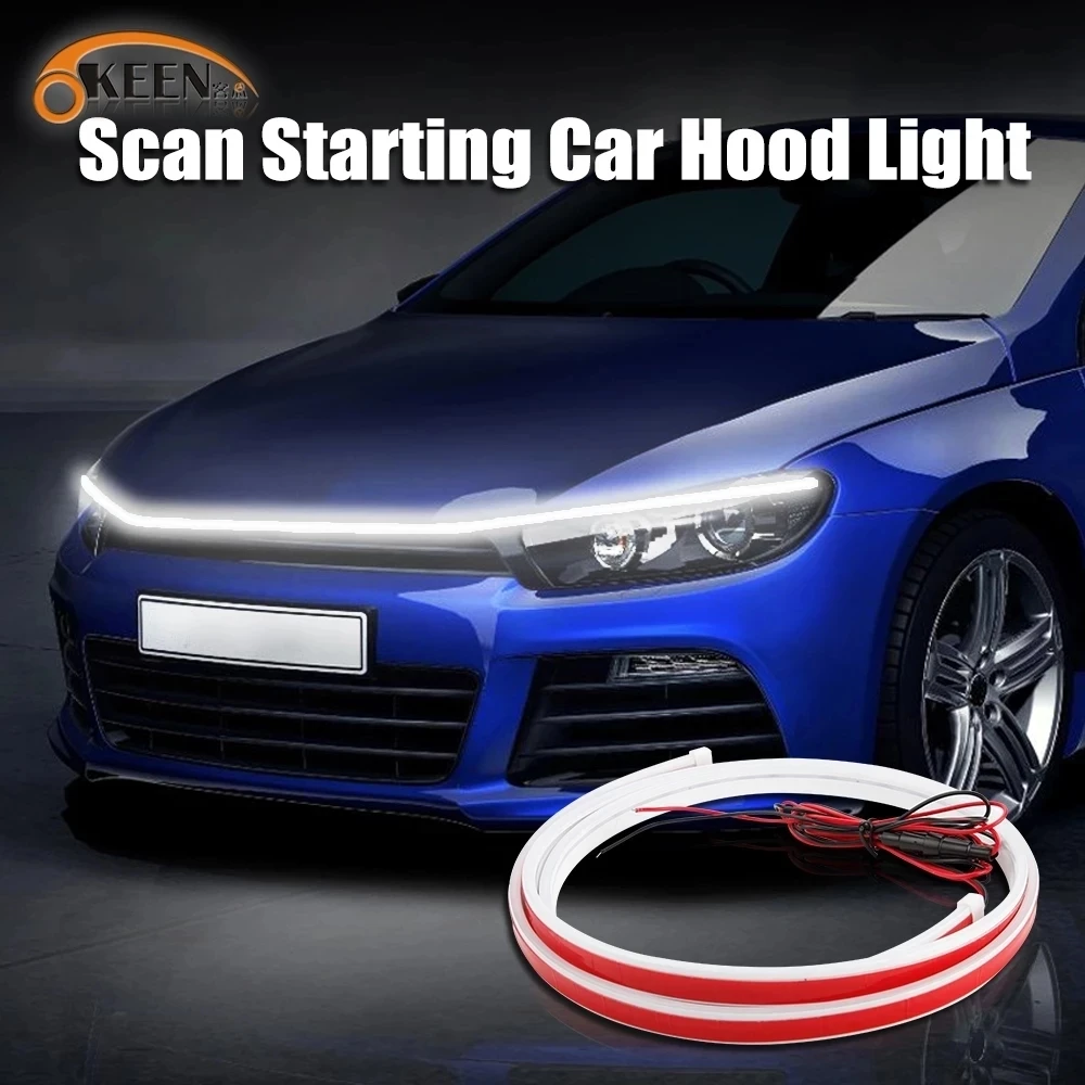 Okeen Led Scan Starting Car Hood Decorative Lamp Universal Car Daytime ...