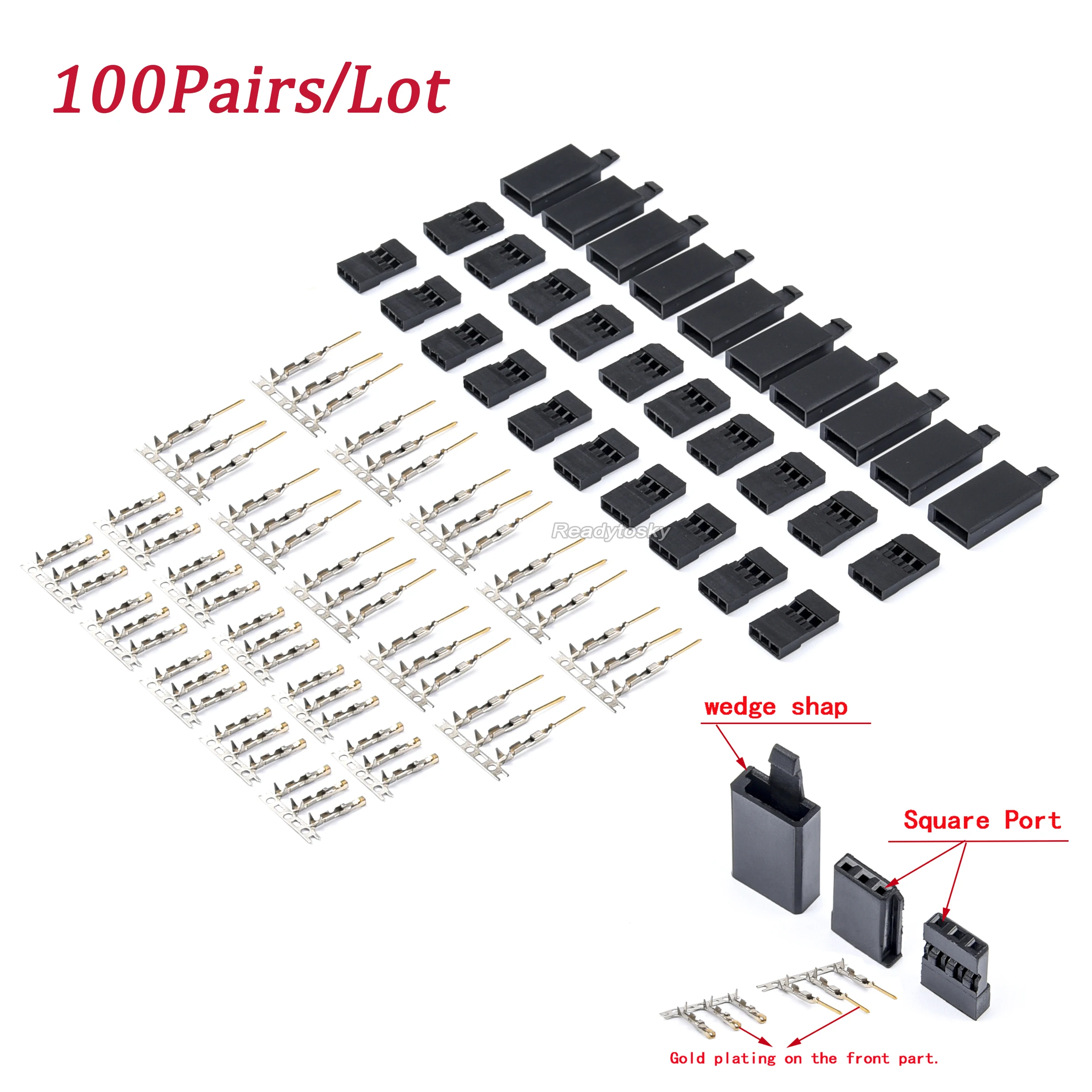 100pairs-Servo-Receiver-Connector-Plug-with-Lock-and-Male-Female-Gold ...