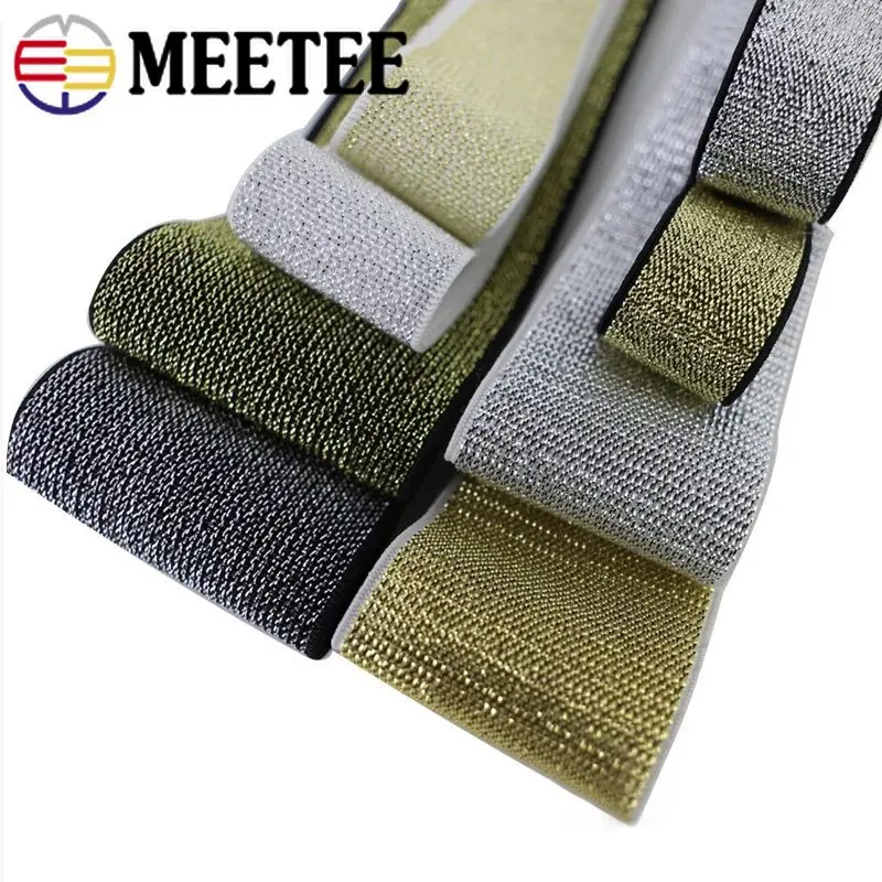 5-10Meter-Glitter-Gold-Silver-Elastic-Bands-10-50mm-Nylon-WaistBand ...