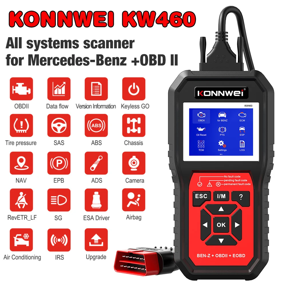 KONNWEI-KW460-Obd2-Scanner-for-Mercedes-Benz-ABS-Airbag-Oil-ABS-EPB-DPF ...
