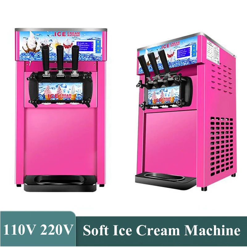 Electric Soft Serve Ice Cream Machine Stainless Steel Sundae Ice Cream ...