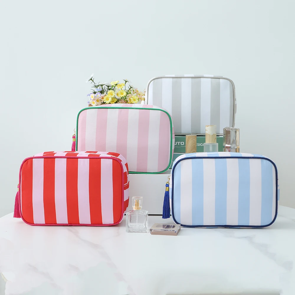 Large-Striped-Portable-Cosmetic-Bag-For-Women-Tassel-Zipper-Makeup-Bag ...