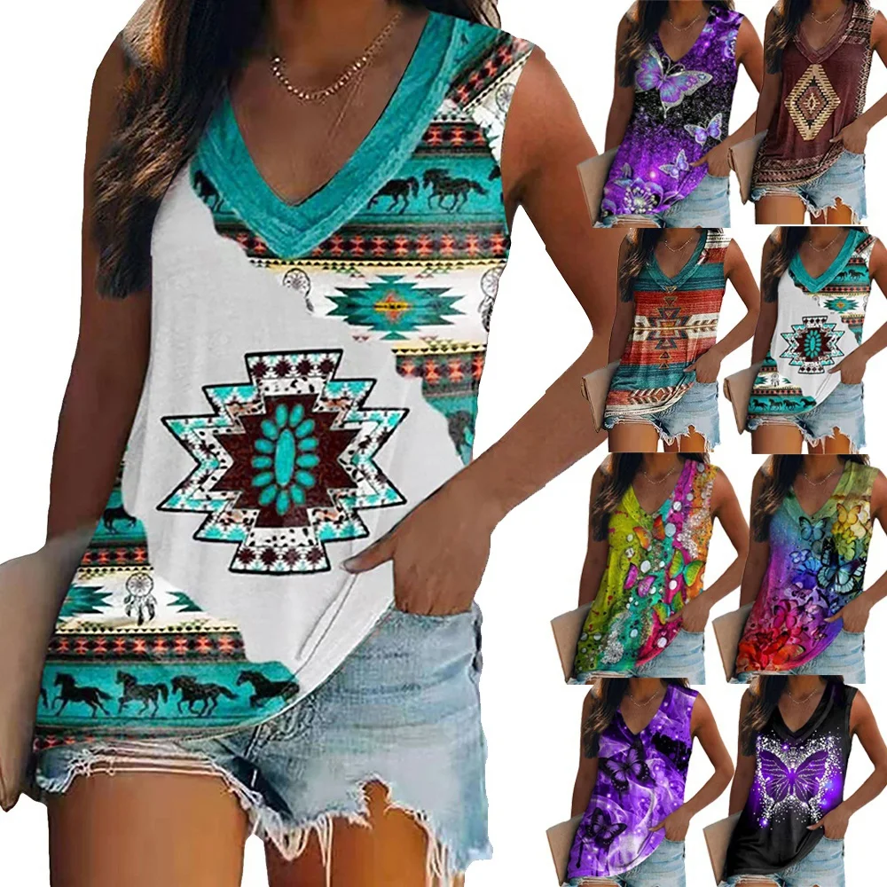 Women-s-Tank-Top-Retro-Ethnic-Style-Multi-pattern-Print-Sleeveless-T ...