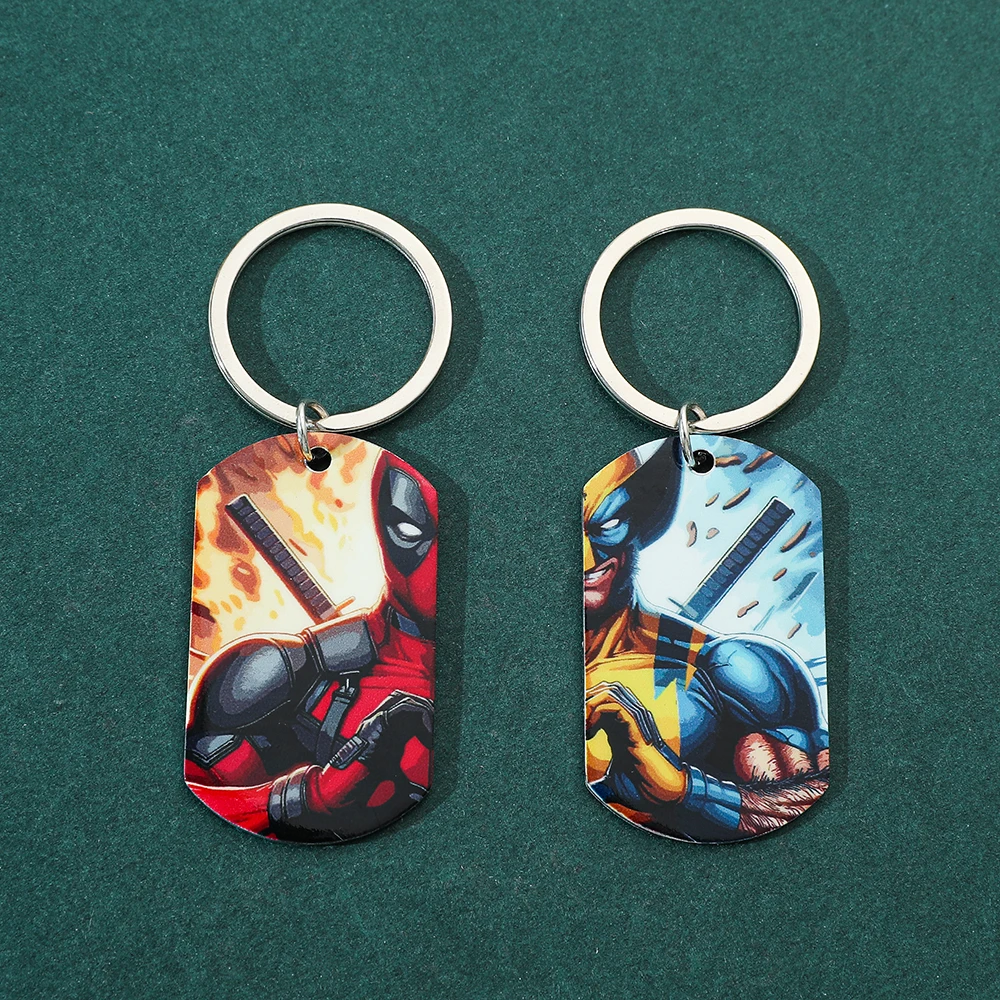 2pcs-Marvel-Deadpool-Wolverine-Printing-Dog-Tag-Keychain-Stainless ...