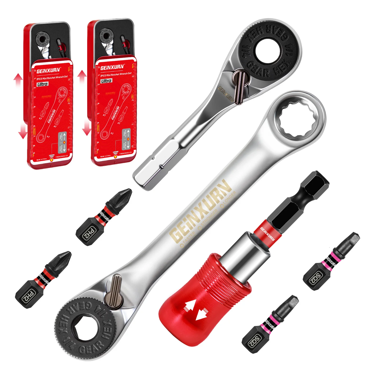 Geinxurn Mixed Mini Ratchet Screwdriver Set, S2 alloy Screwdriver ...