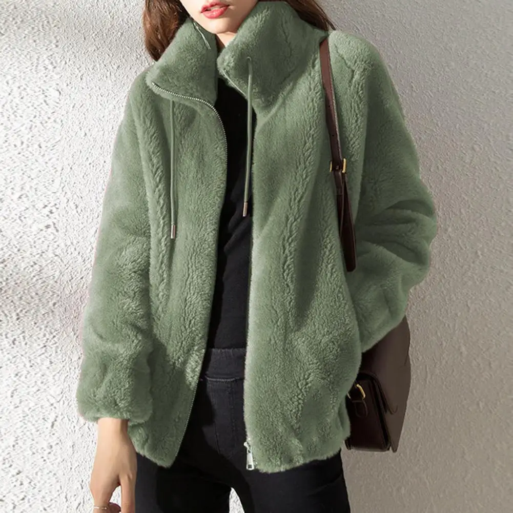 Chaqueta-mullida-con-cuello-levantado-para-mujer-abrigo-de-invierno-con ...